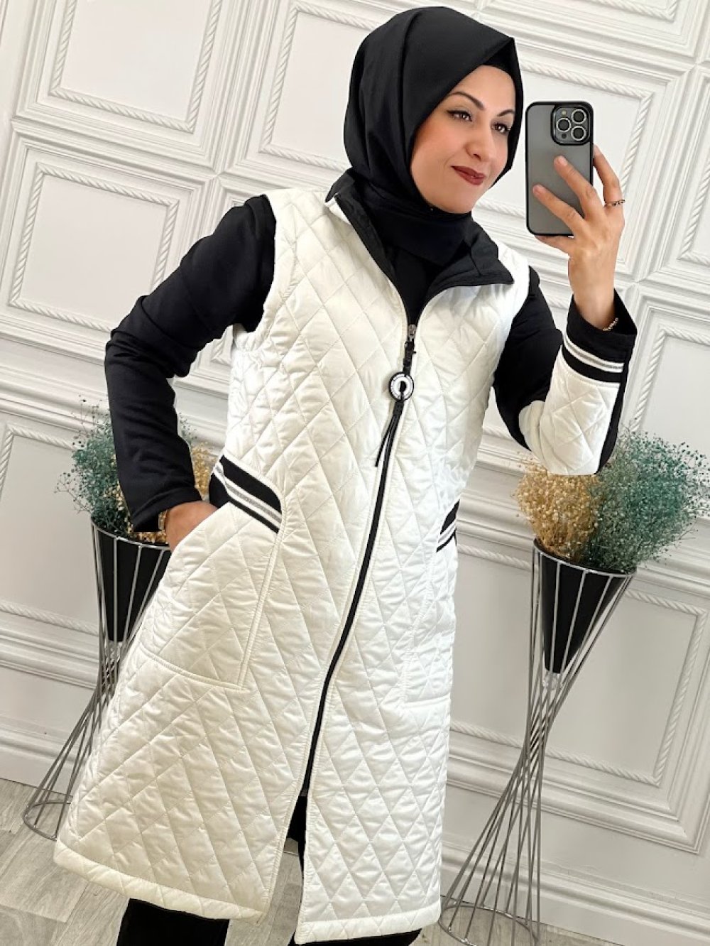 18639 Yelekli Eşofman Takımı Beyaz Modelleri En Uygun Fiyatlarla